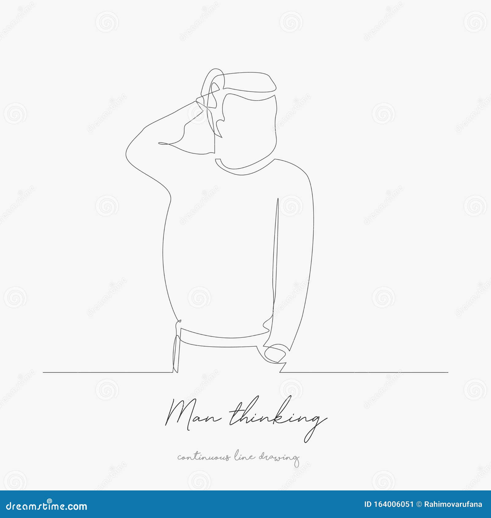 Continuous Line Drawing. Man Thinking. Simple Vector Illustration. Man ...