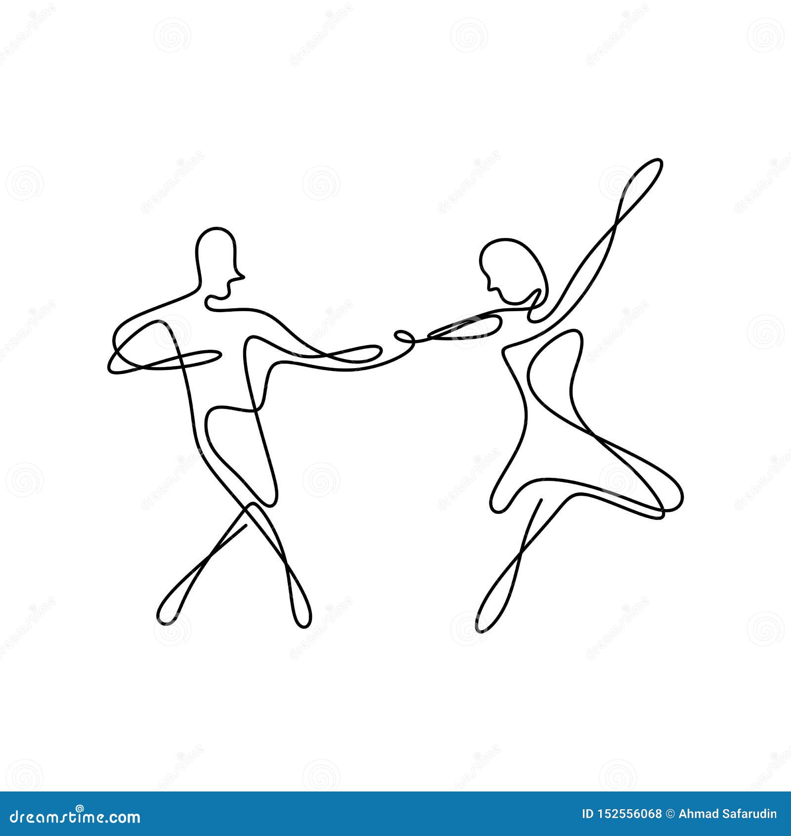 Continuous Line Drawing Of A Man And A Woman Are Dancing The Concept