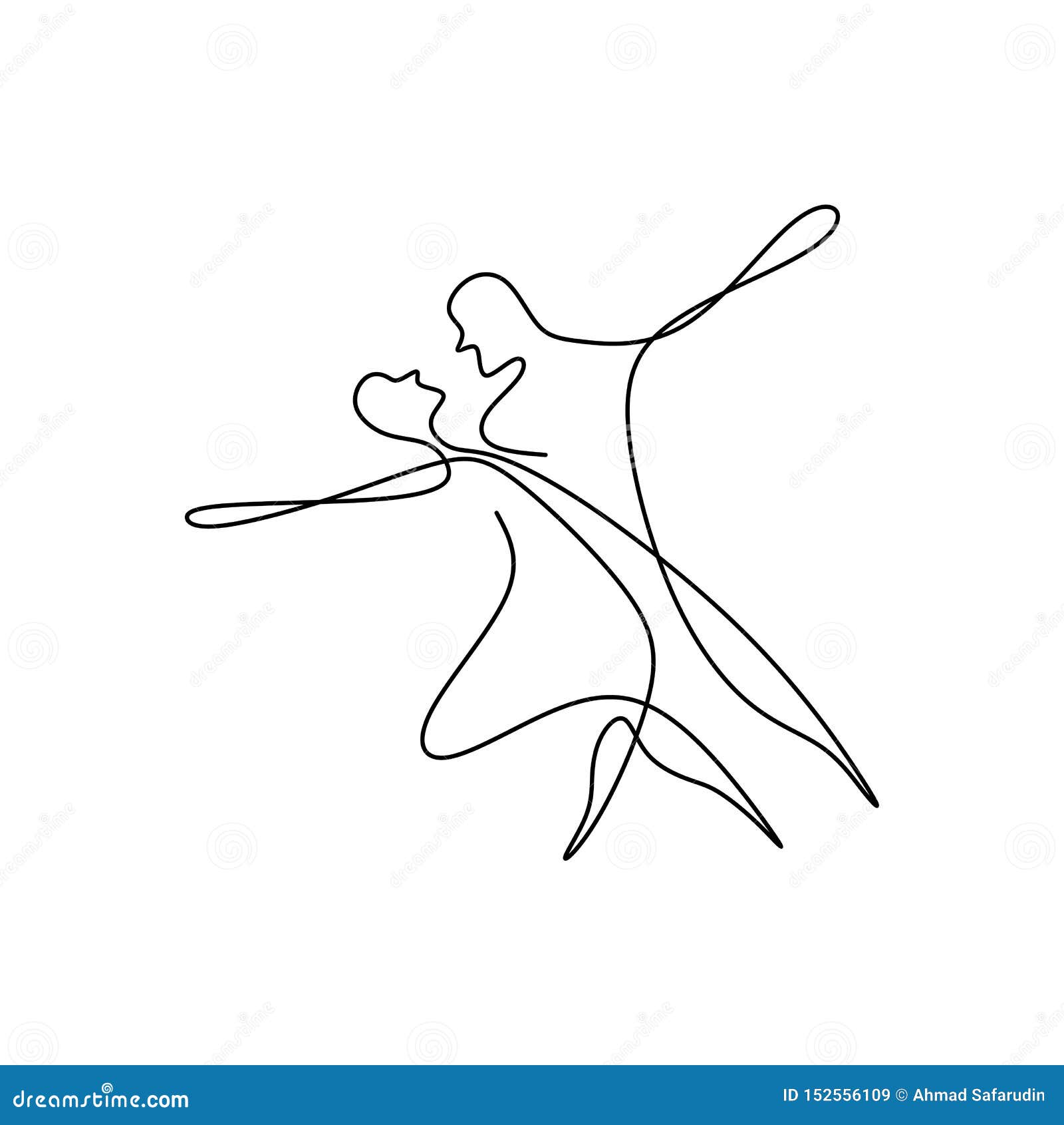 Continuous Line Drawing Of A Man And A Woman Are Dancing The Concept