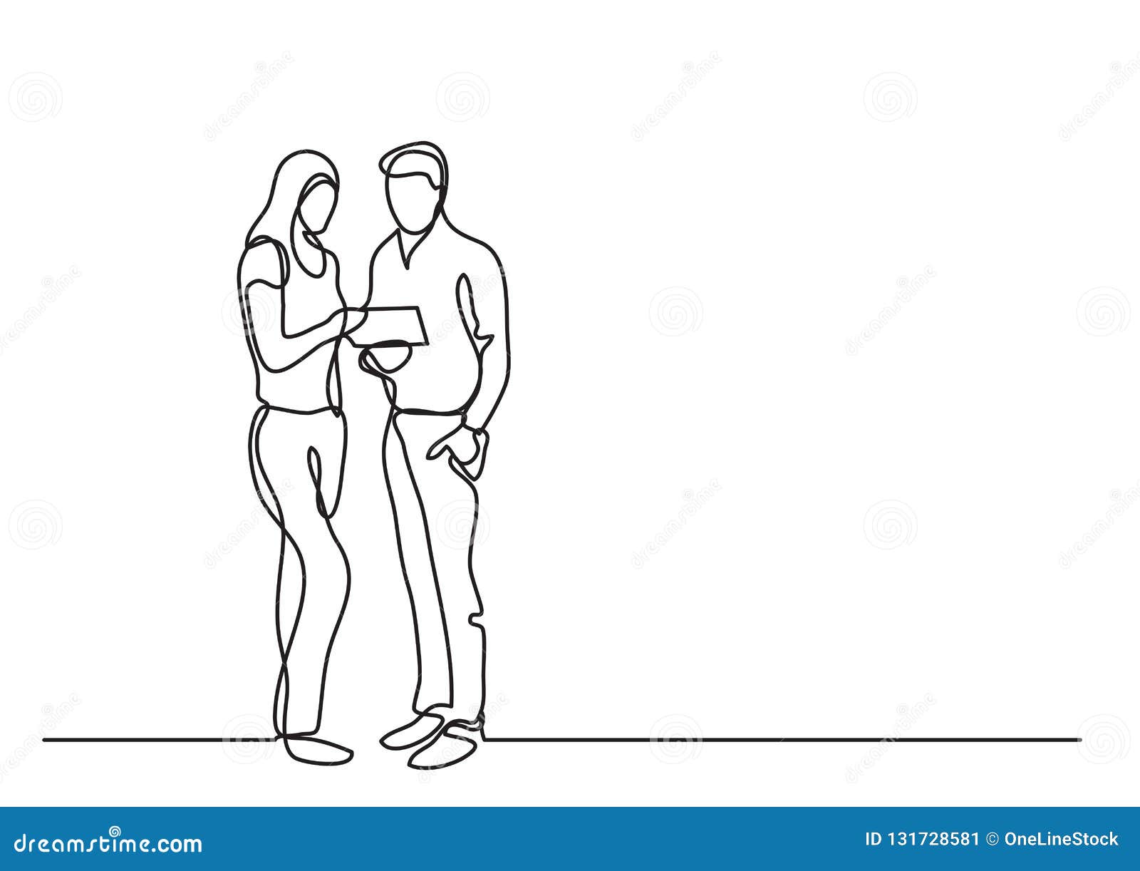 Continuous Line Drawing of Man and Woman Discussing Stock Vector ... Continuous Line Drawing of Man and Woman Discussing Stock Vector ...