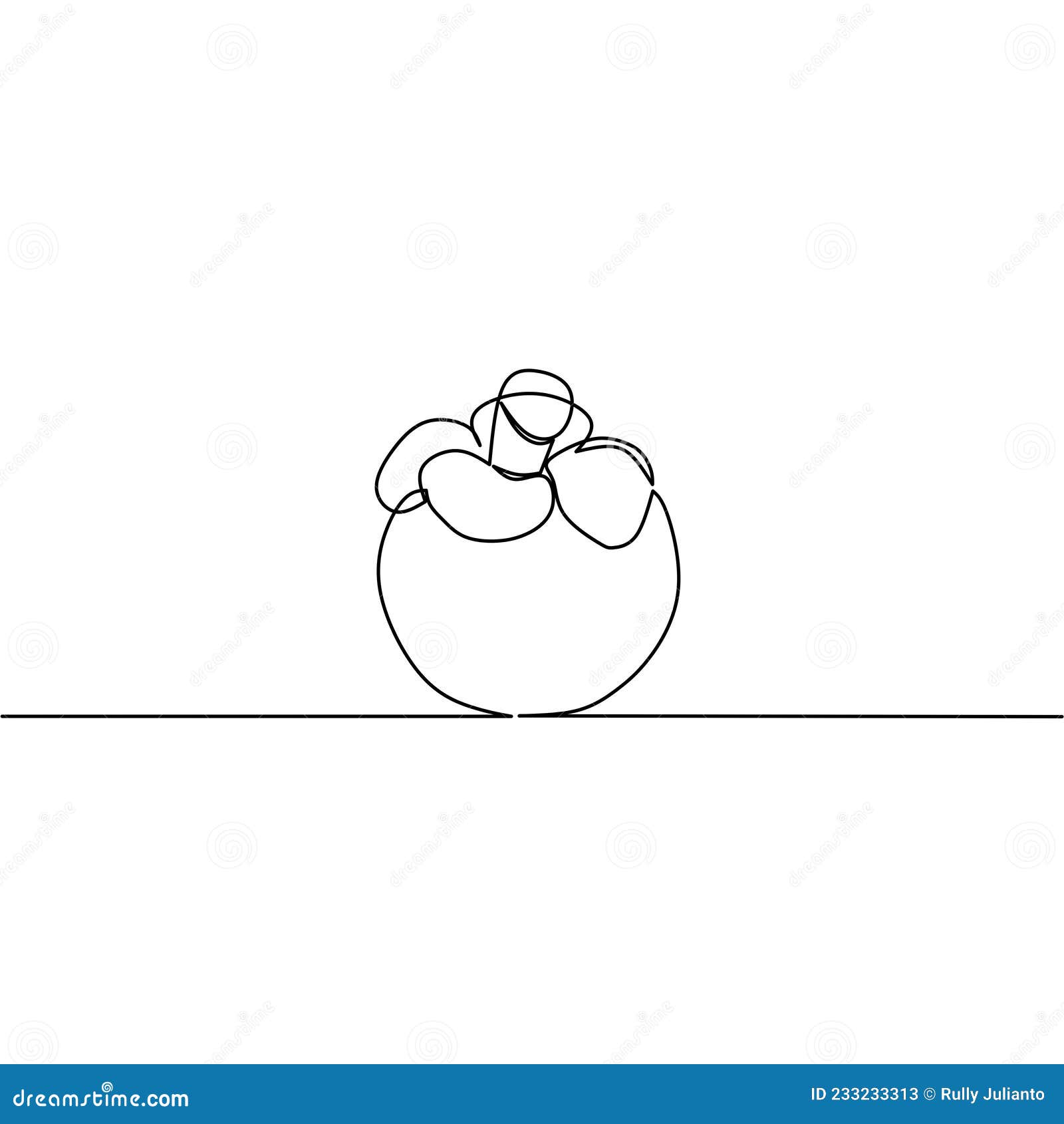 Continuous Line Drawing of Mangosteen, Fruit Design, Object One Line ...