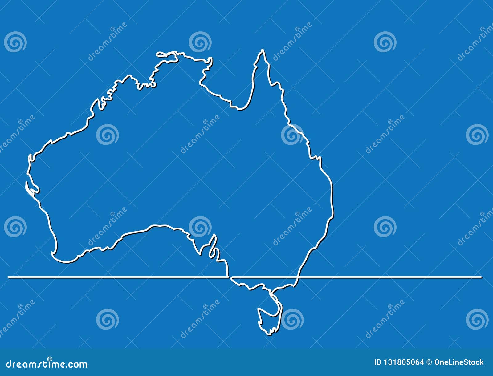 Continuous Line Drawing - Map of Australia Stock Vector - Illustration ...