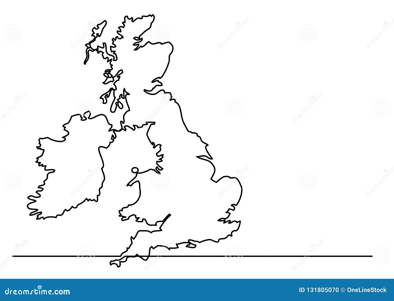 Continuous Line Drawing - Map of Britain and Ireland Stock Vector ...