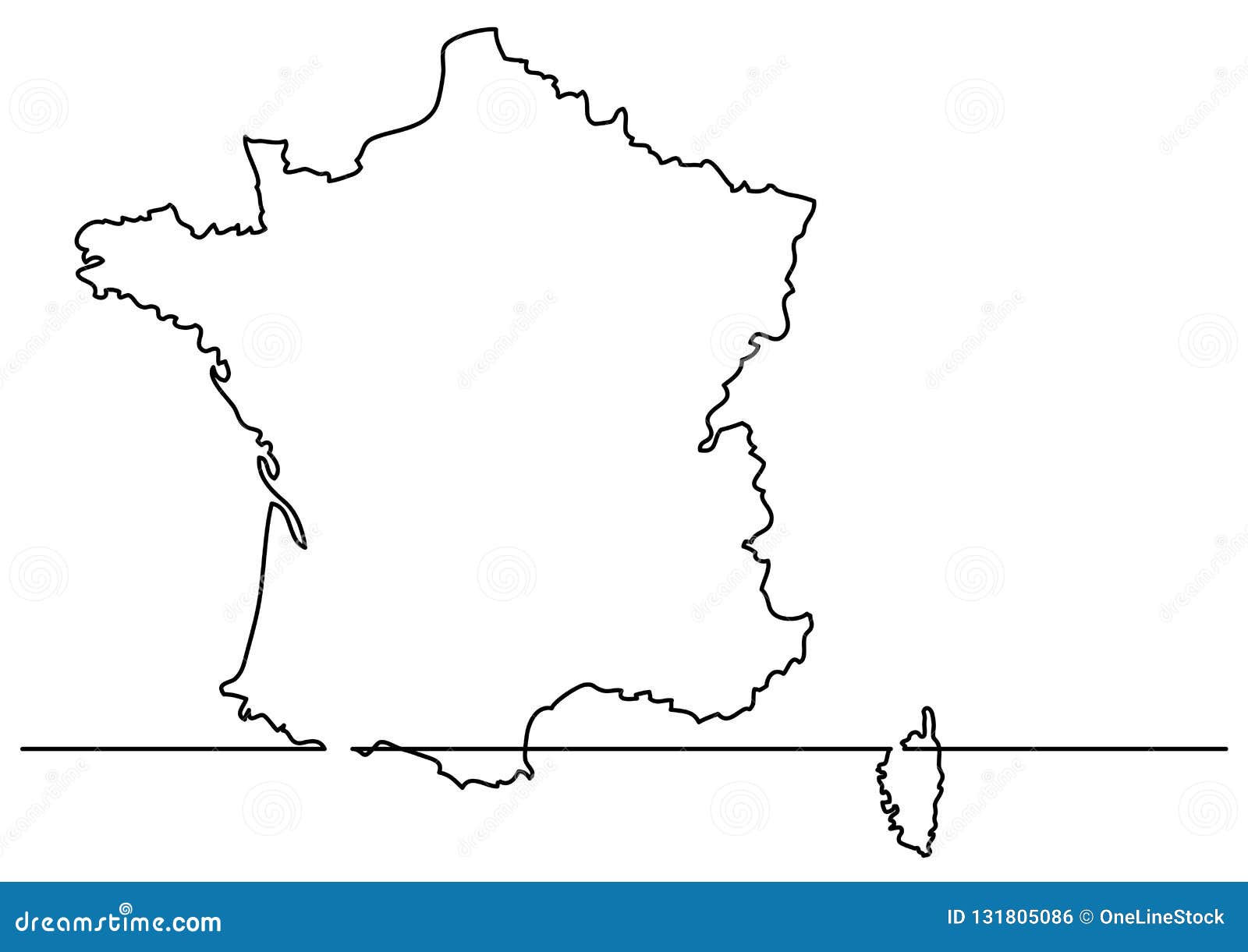 Continuous Line Drawing - Map Of France Vector Illustration ...