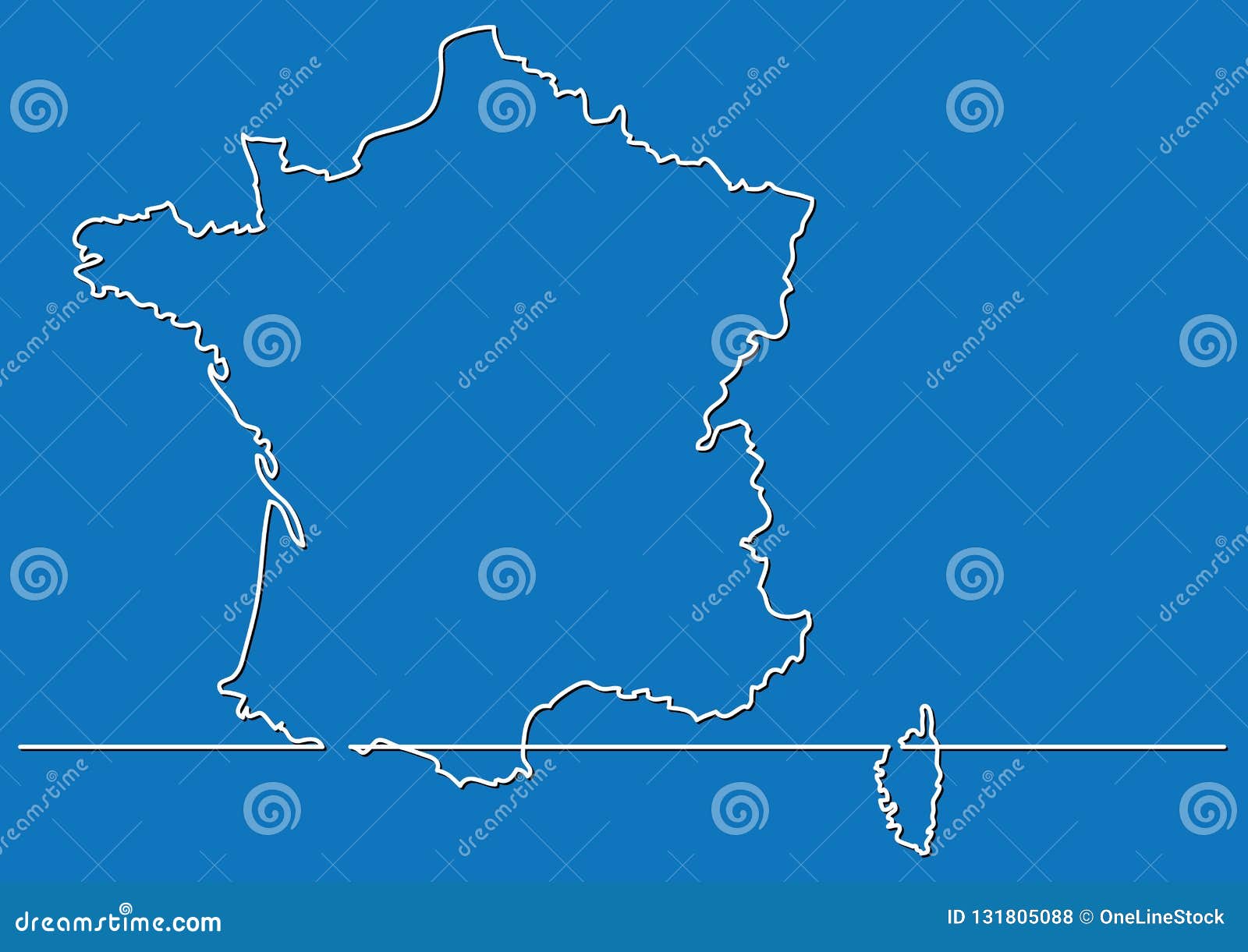 Continuous Line Drawing - Map of France Stock Vector - Illustration of ...