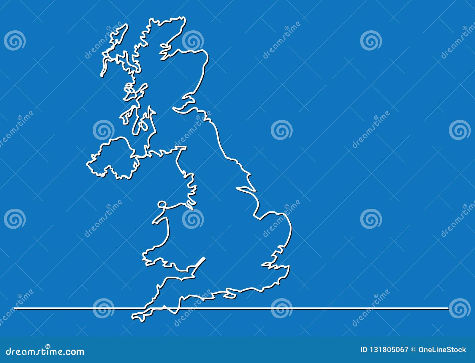 Continuous Line Drawing - Map of Great Britain Stock Vector ...