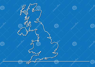 Continuous Line Drawing - Map of Great Britain Stock Vector ...