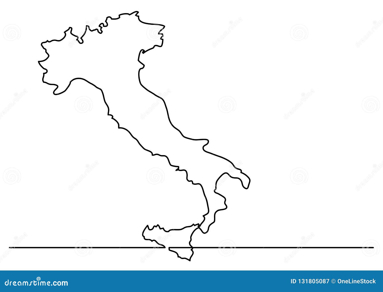 Continuous Line Drawing - Map of Italy Stock Vector - Illustration of ...