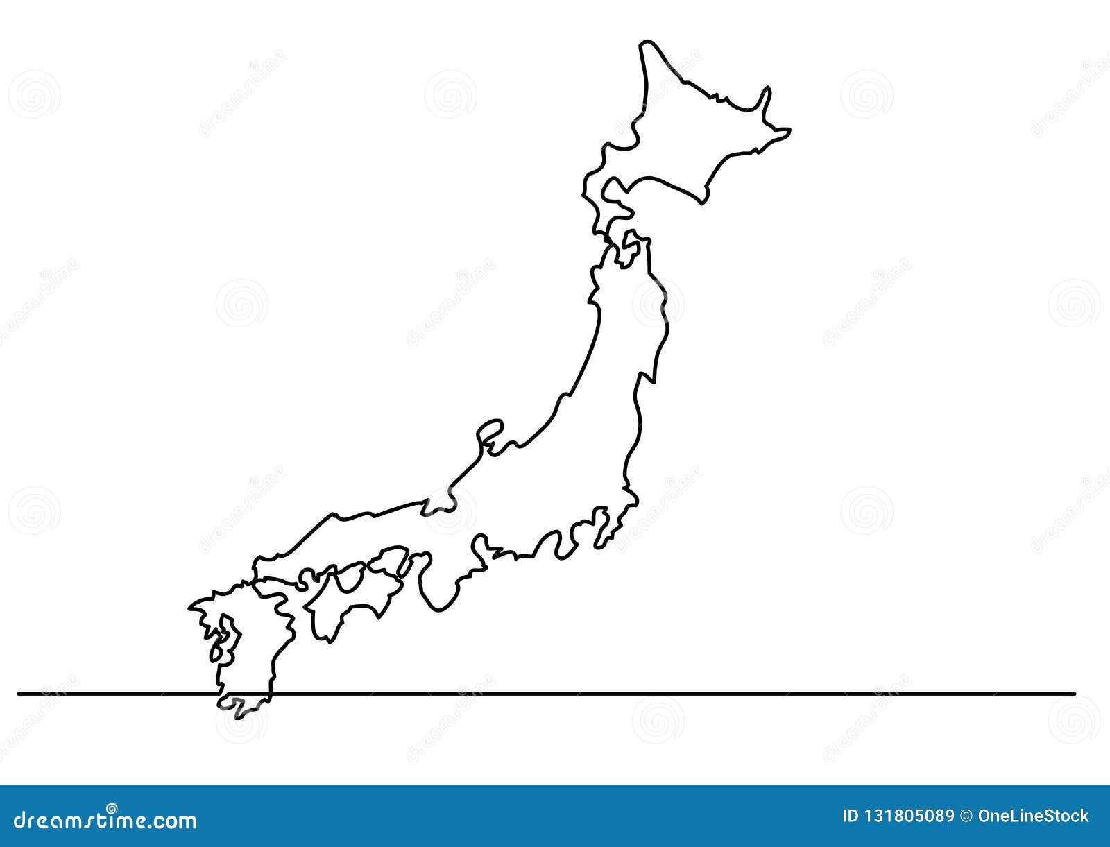Continuous Line Drawing - Map of Japan Stock Vector - Illustration of ...