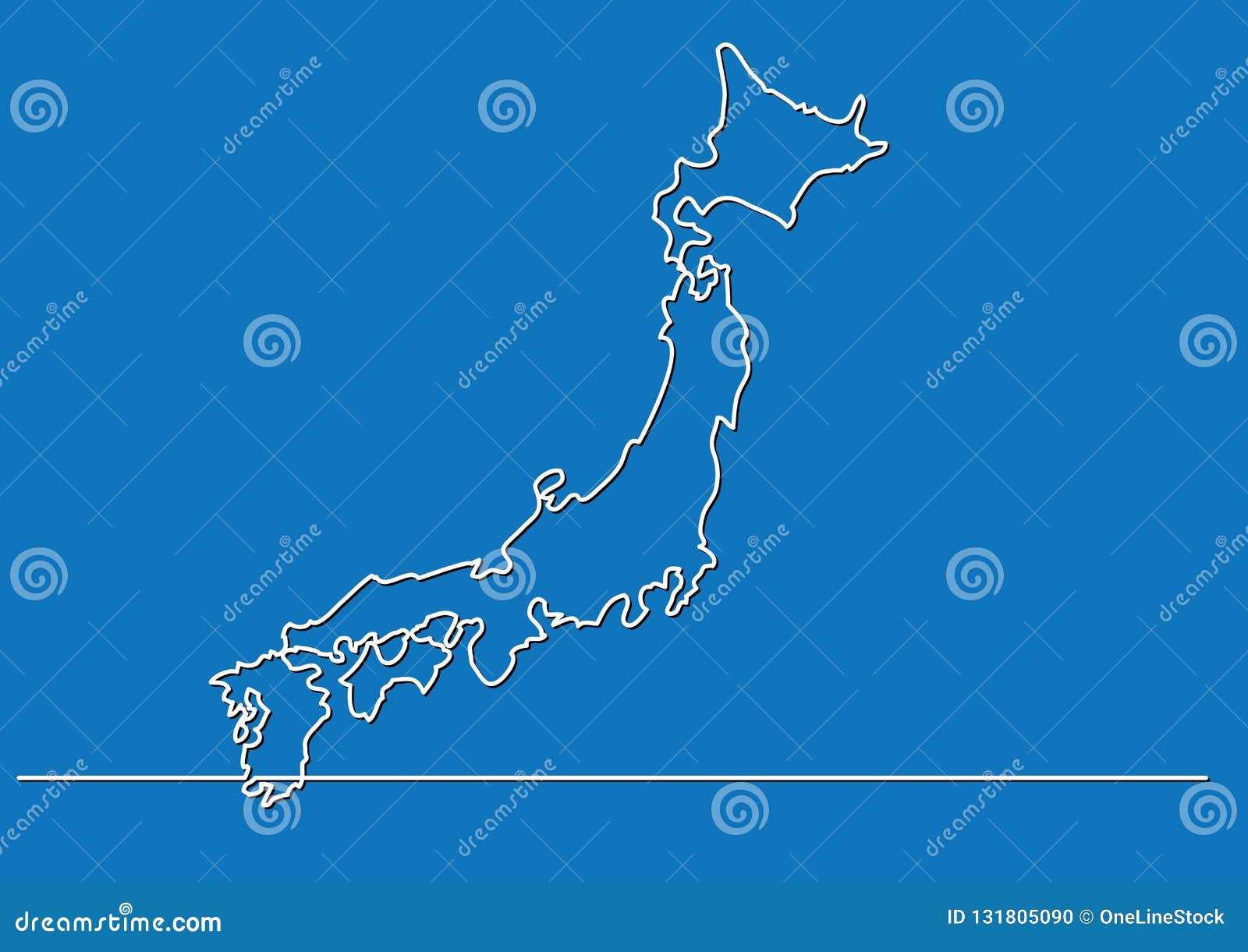 Continuous Line Drawing - Map of Japan Stock Vector - Illustration of ...
