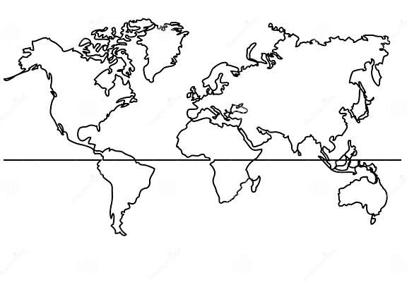 Continuous Line Drawing - Map of World Map Stock Vector - Illustration ...