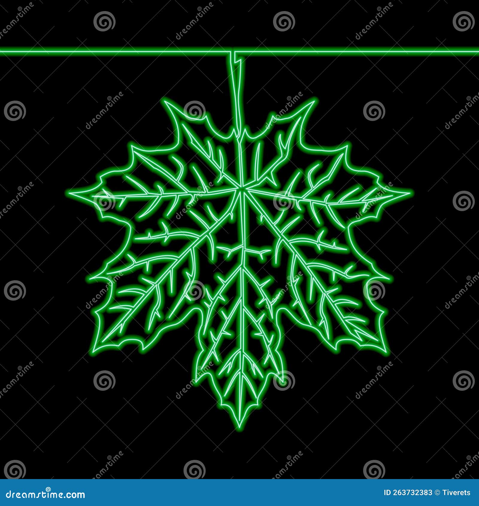 Continuous Line Drawing Maple Leaf Icon Neon Glow Vector Illustration ...