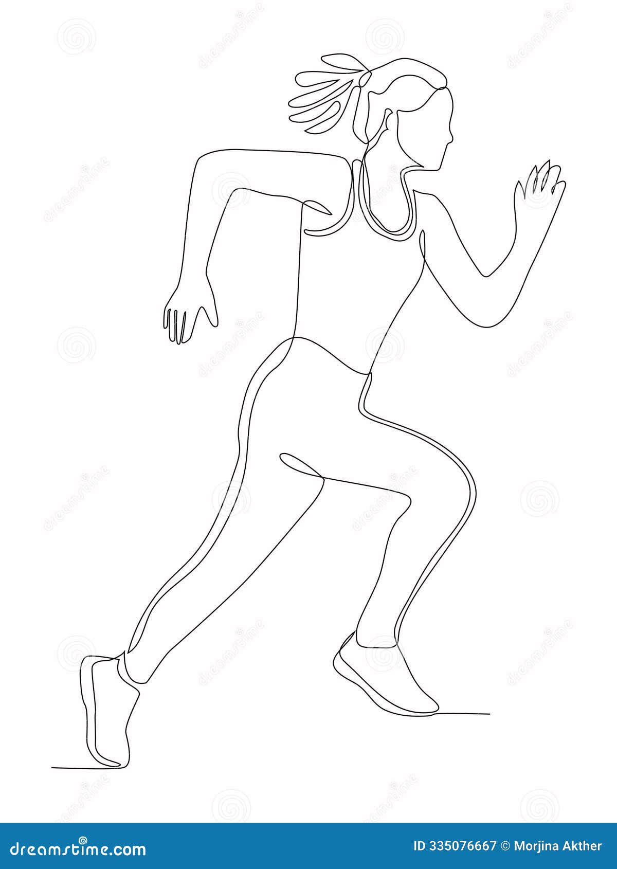 Continuous Line Drawing of Marathon Runner Woman. Stock Vector ...