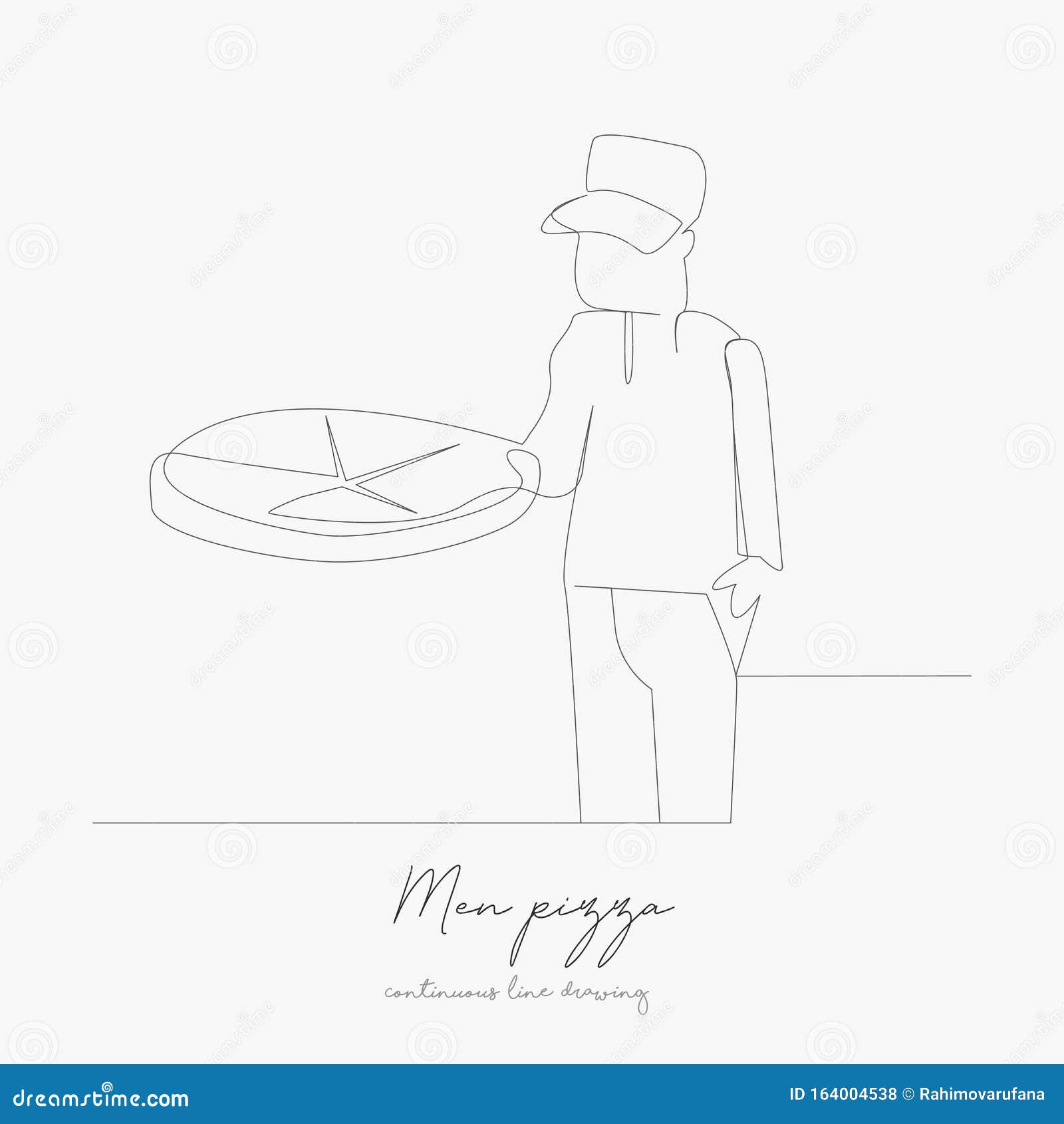 Continuous Line Drawing. Men Pizza. Simple Vector Illustration. Men ...