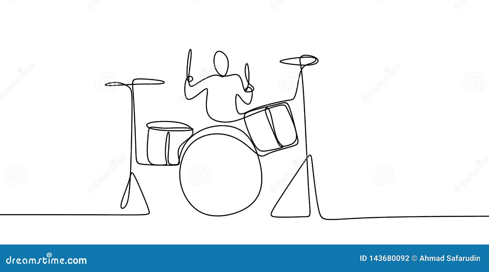 Continuous Line Drawing of Men Playing Musical Drum Instruments Stock ...