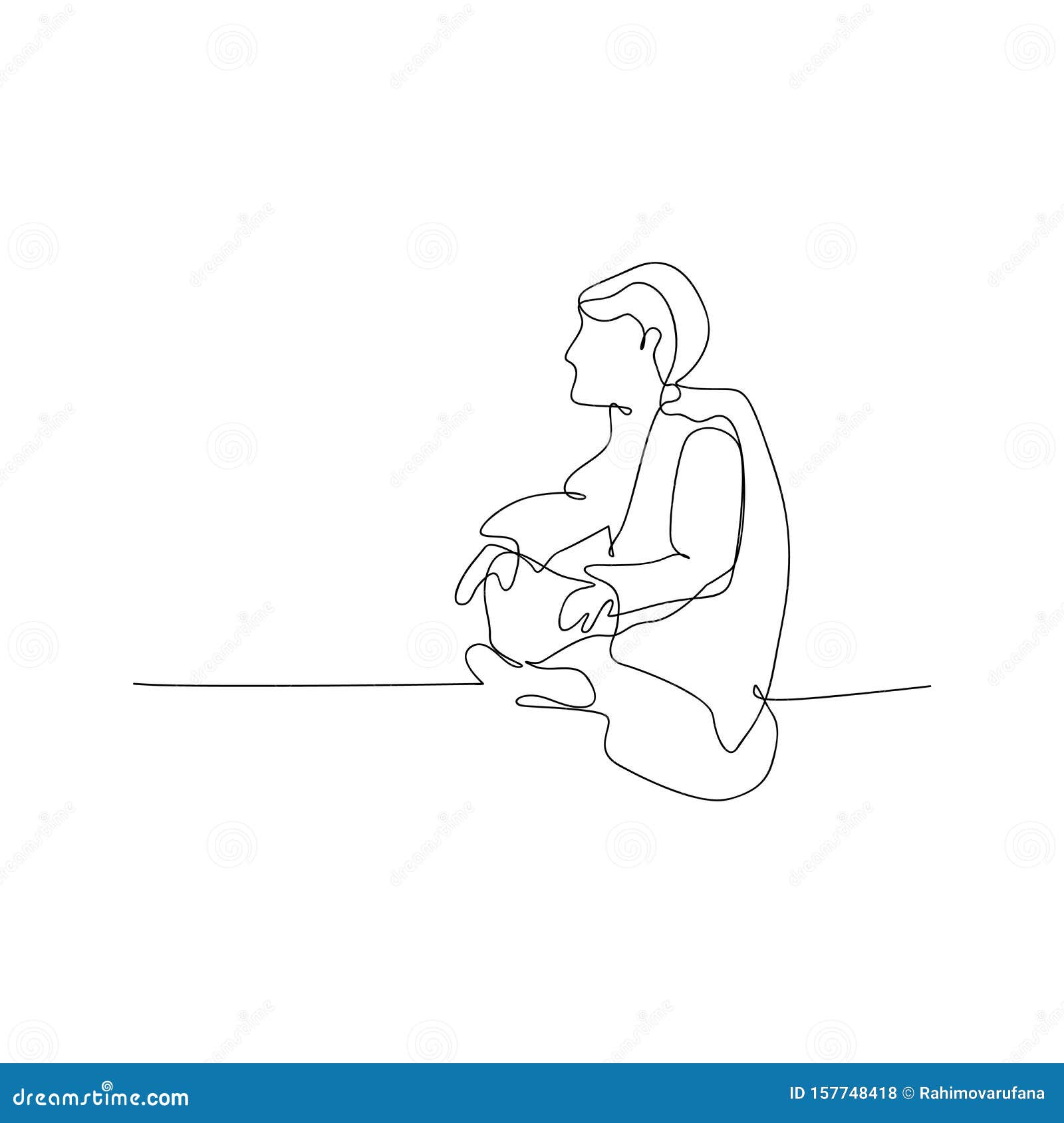 Continuous Line Drawing of Men Sitting. Isolated Sketch Drawing of Men ...