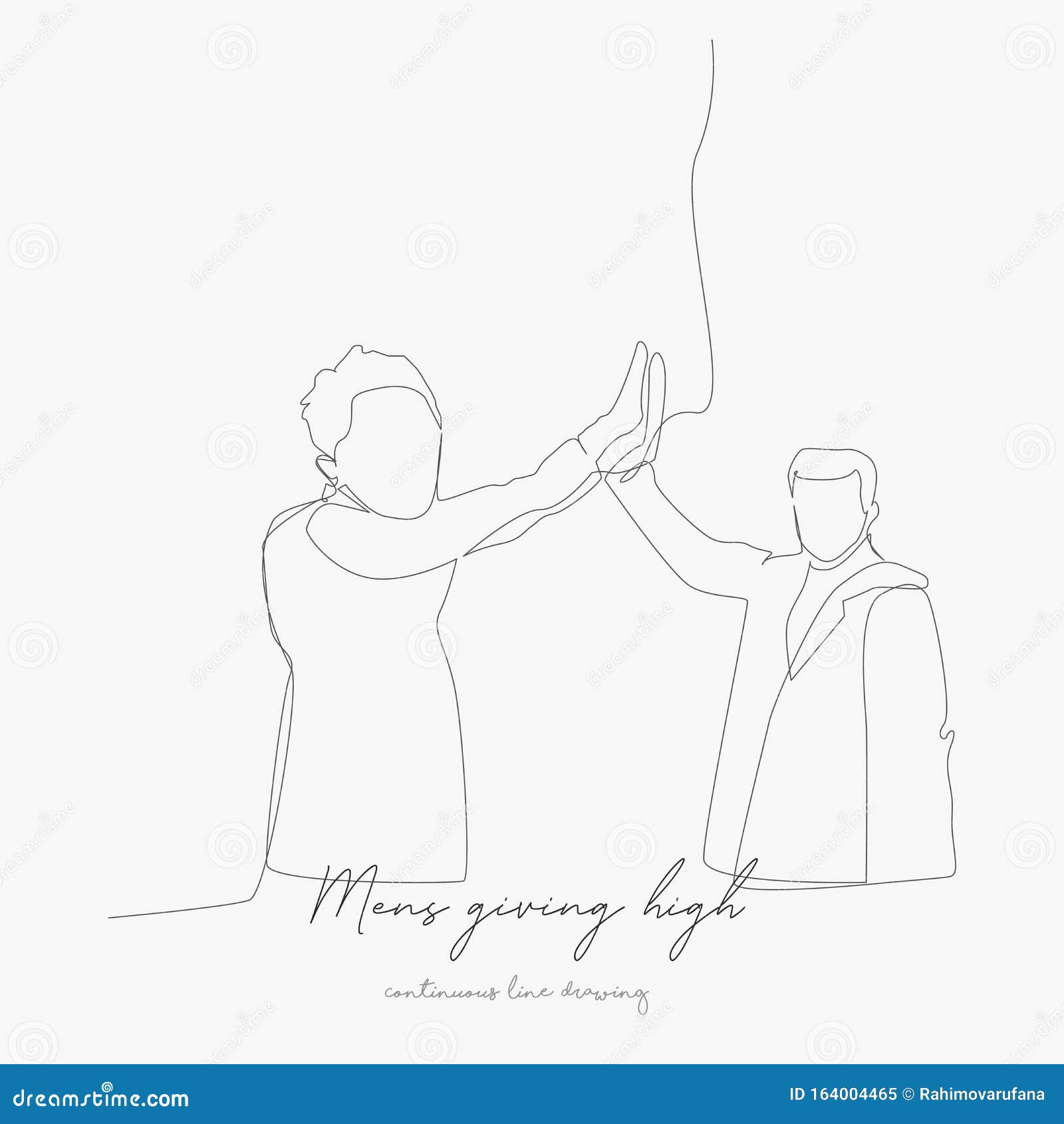 Continuous Line Drawing. Mens Giving High Five. Simple Vector ...