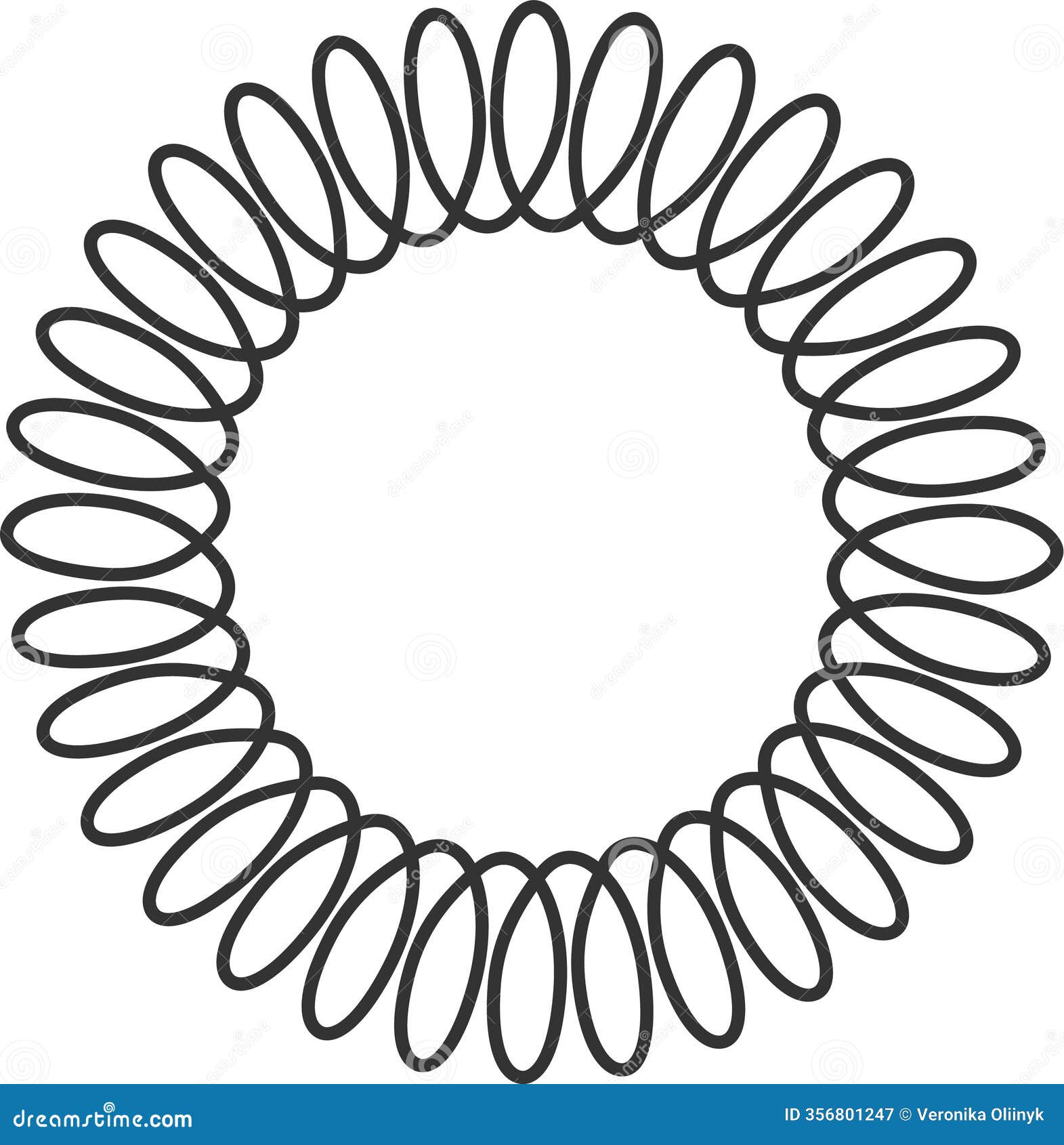 Continuous Line Drawing Of Metal Spiral Spring Forming A Circle ...