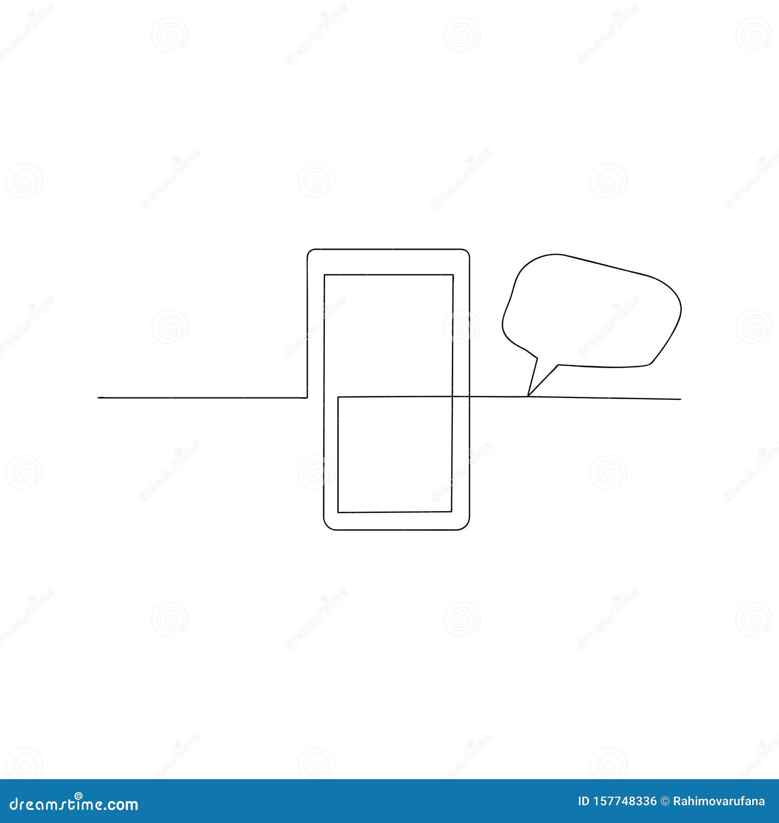 Continuous Line Drawing of Mobile Phone. Isolated Sketch Drawing of ...