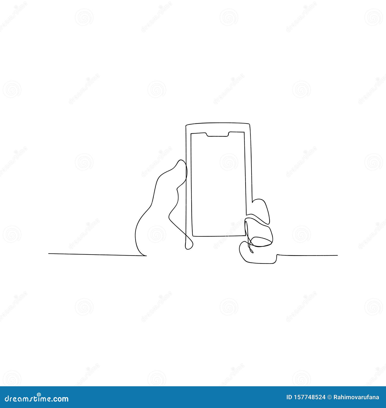 Continuous Line Drawing of Mobile Phone. Isolated Sketch Drawing of ...