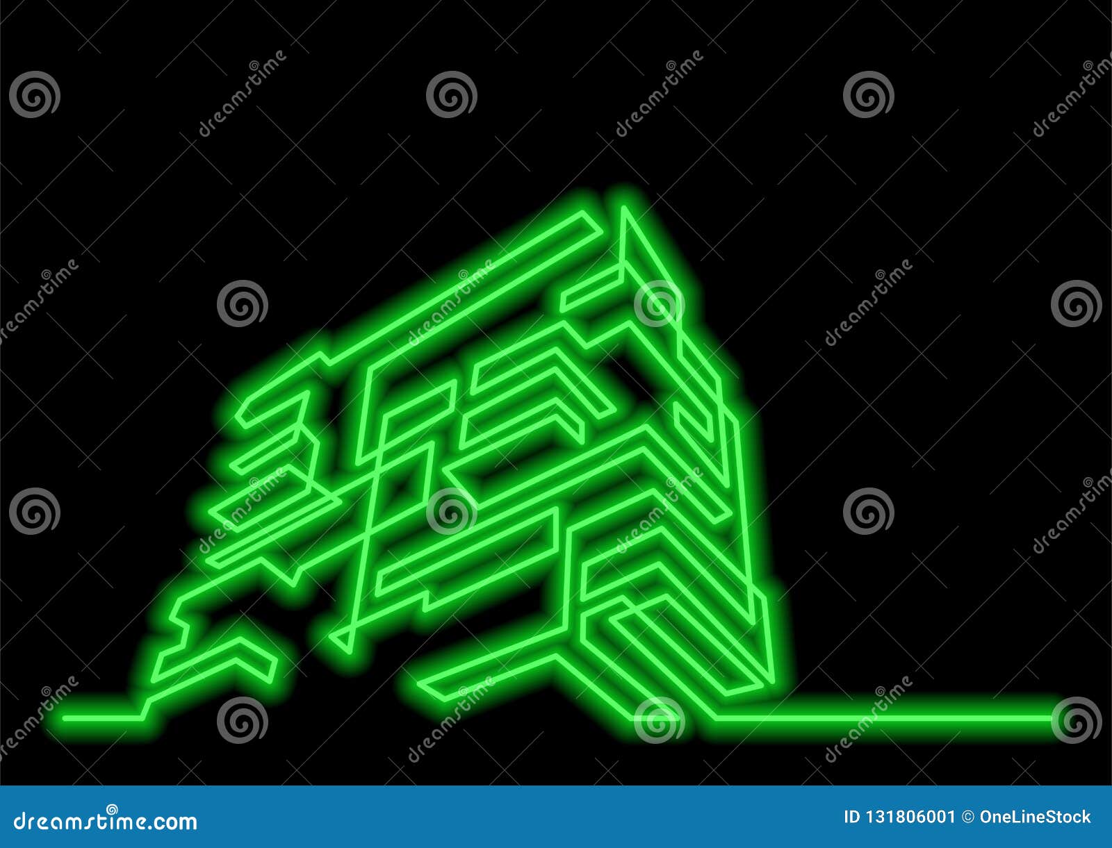 Continuous Line Drawing of Modern Apartment Building with Neon Vector ... Continuous Line Drawing of Modern Apartment Building with Neon Vector ...