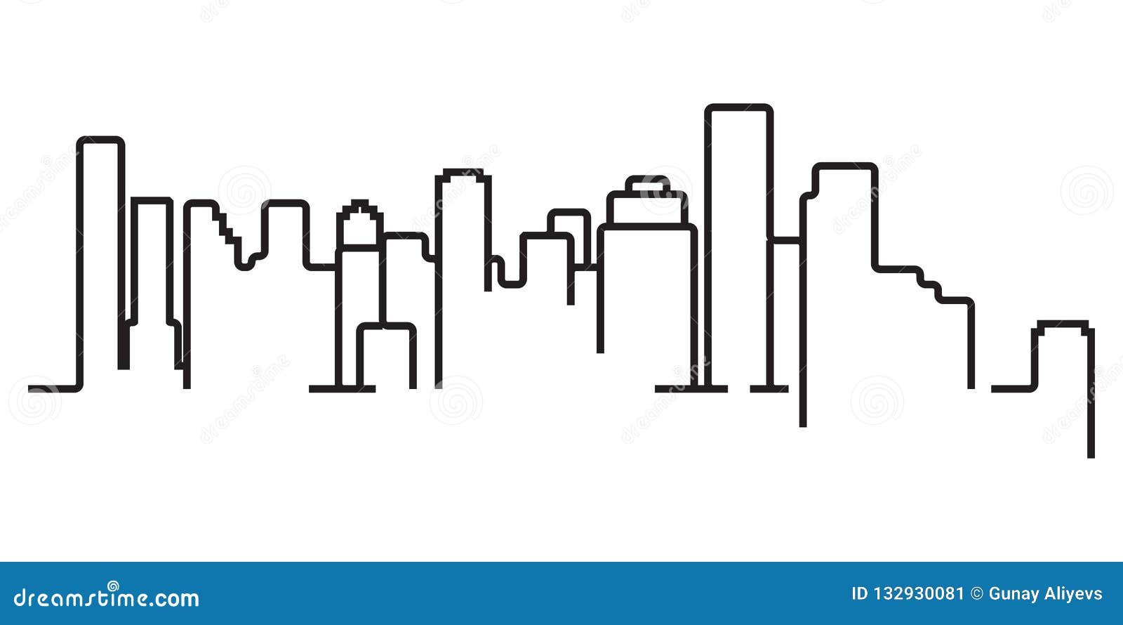 Continuous Line Drawing of Modern City Skyline Stock Illustration ...