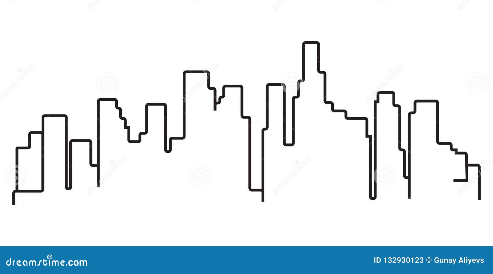 Continuous Line Drawing of Modern City Skyline Stock Illustration ...