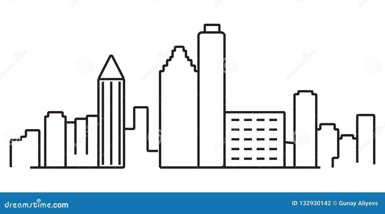 Continuous Line Drawing of Modern City Skyline Stock Illustration ...