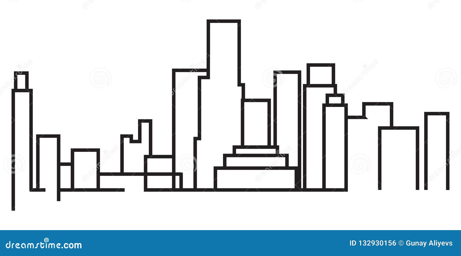 Continuous Line Drawing of Modern City Skyline Stock Illustration ...