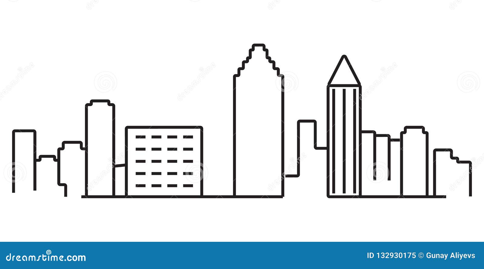 Continuous Line Drawing of Modern City Skyline Stock Illustration ...