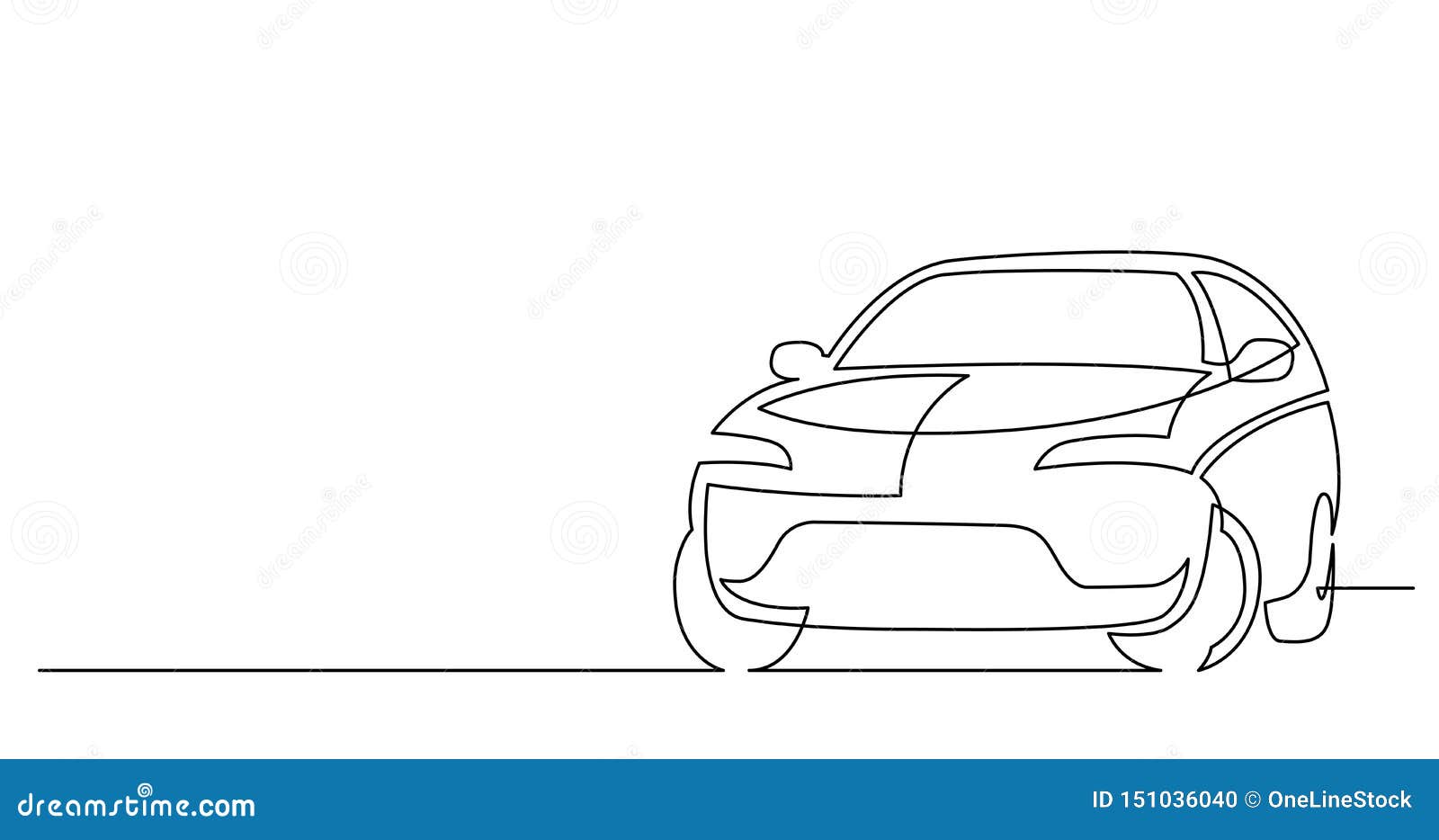 Continuous Line Drawing of Modern Suv Car Stock Vector - Illustration ...