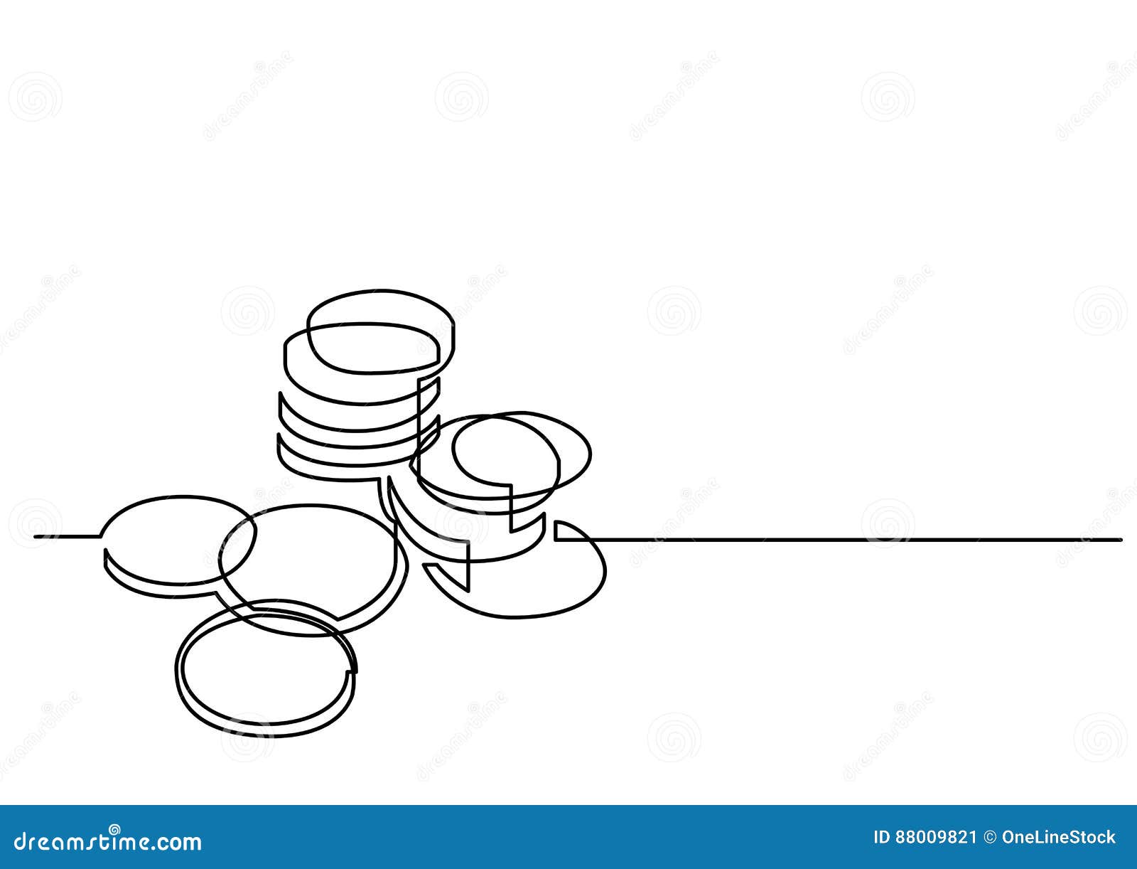 Continuous Line Drawing of Money Coins Stock Vector - Illustration of ...