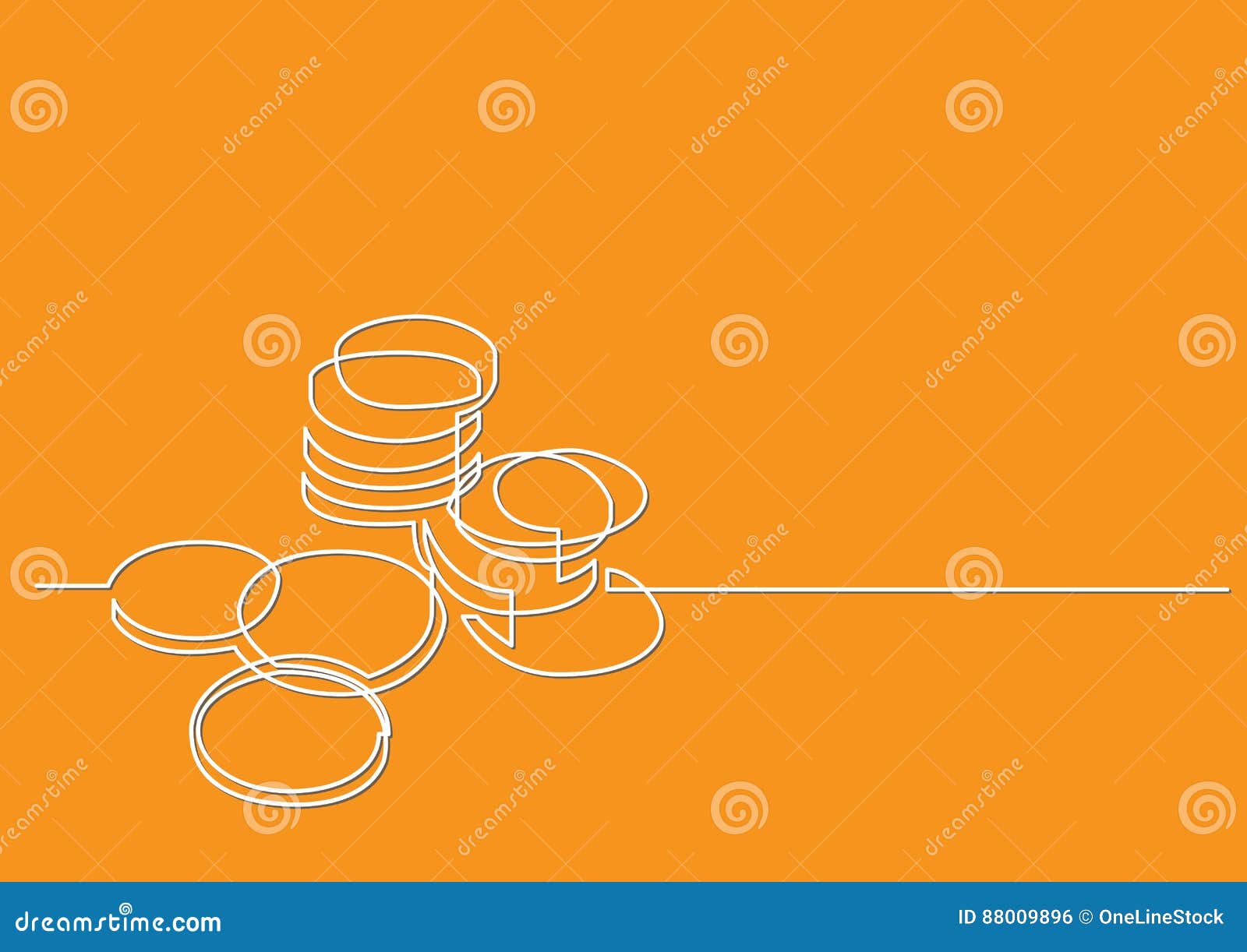 Continuous Line Drawing of Money Coins Stock Vector - Illustration of ...