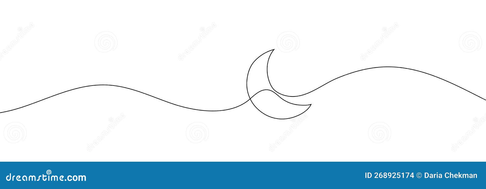 Continuous Line Drawing of the Moon. Background with One Line Stock ...