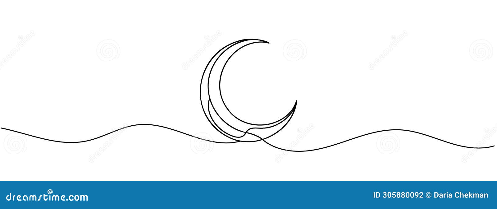 Continuous Line Drawing of the Moon. Background with One Line Stock ...