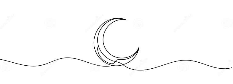 Continuous Line Drawing of the Moon. Background with One Line Stock ...