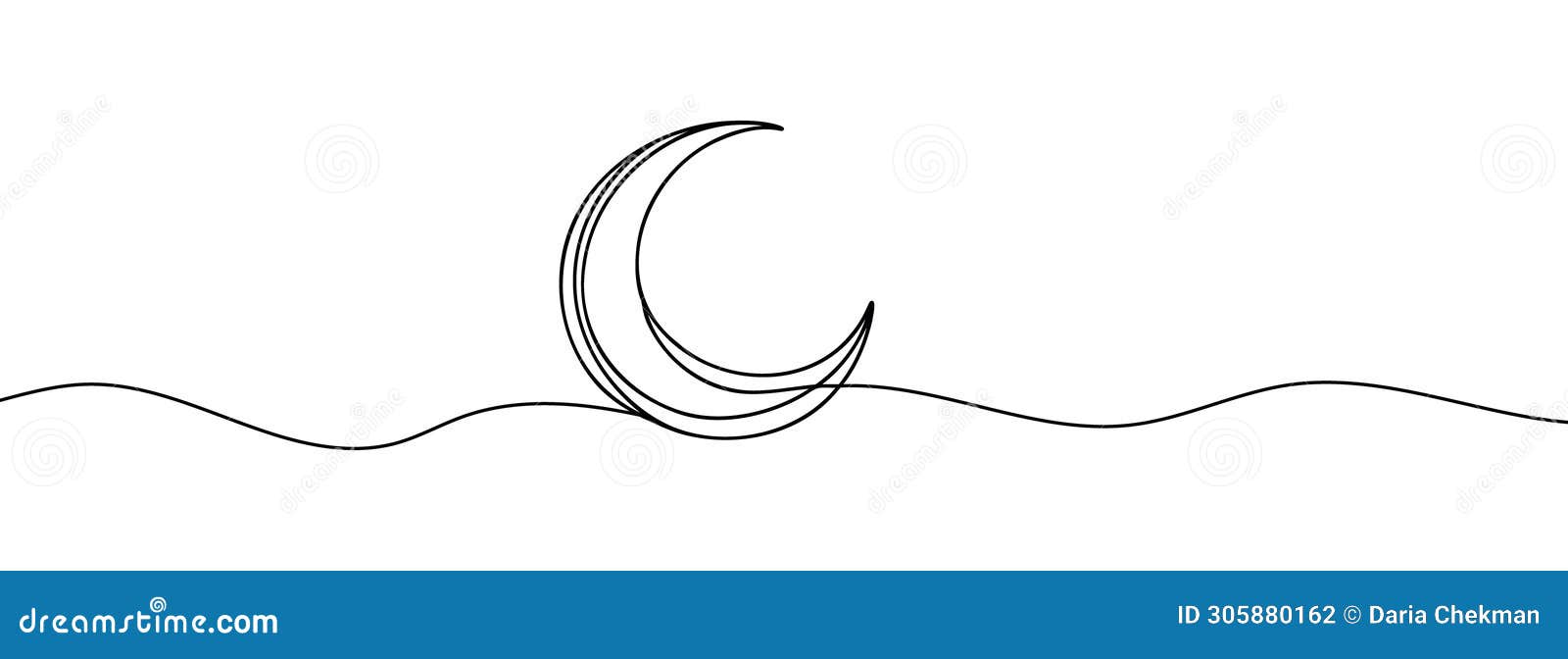 Continuous Line Drawing of the Moon. Background with One Line Stock ...