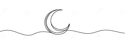 Continuous Line Drawing of the Moon. Background with One Line Stock ...