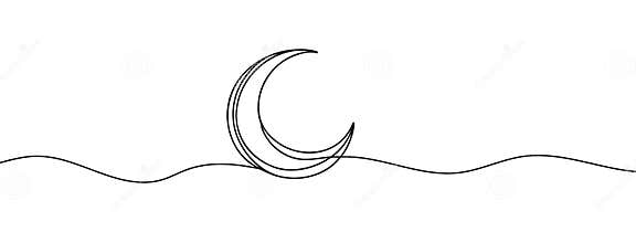 Continuous Line Drawing of the Moon. Background with One Line Stock ...