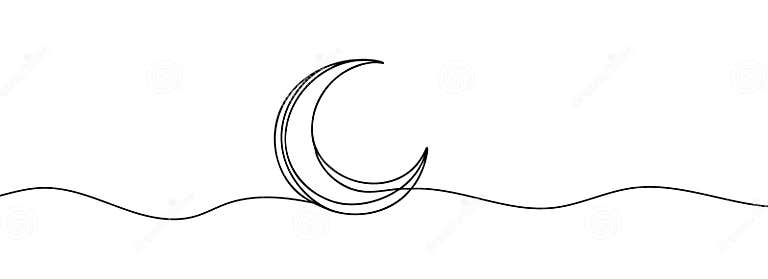 Continuous Line Drawing of the Moon. Background with One Line Stock ...