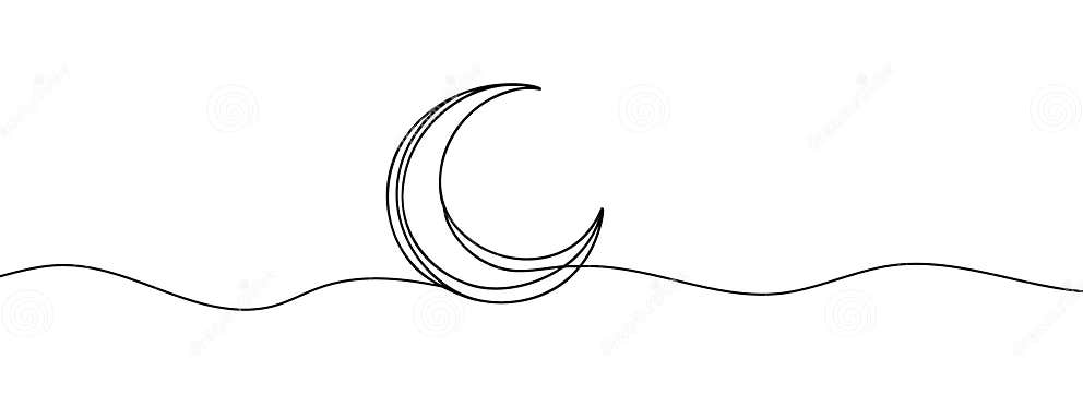 Continuous Line Drawing of the Moon. Background with One Line Stock ...