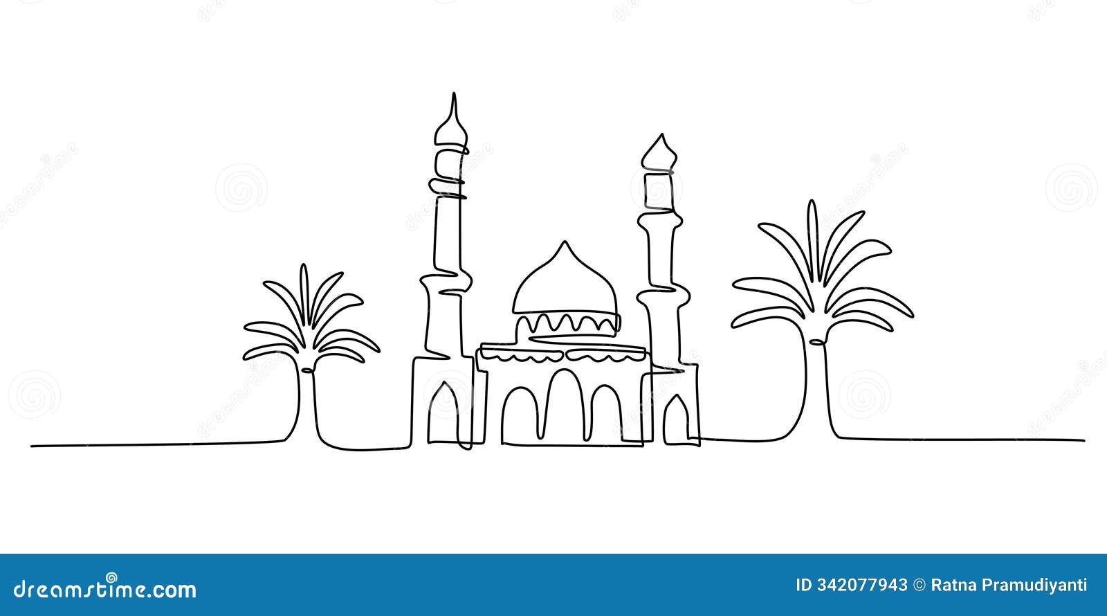 Continuous Line Drawing of Mosque Architecture for Islamic Religious ...