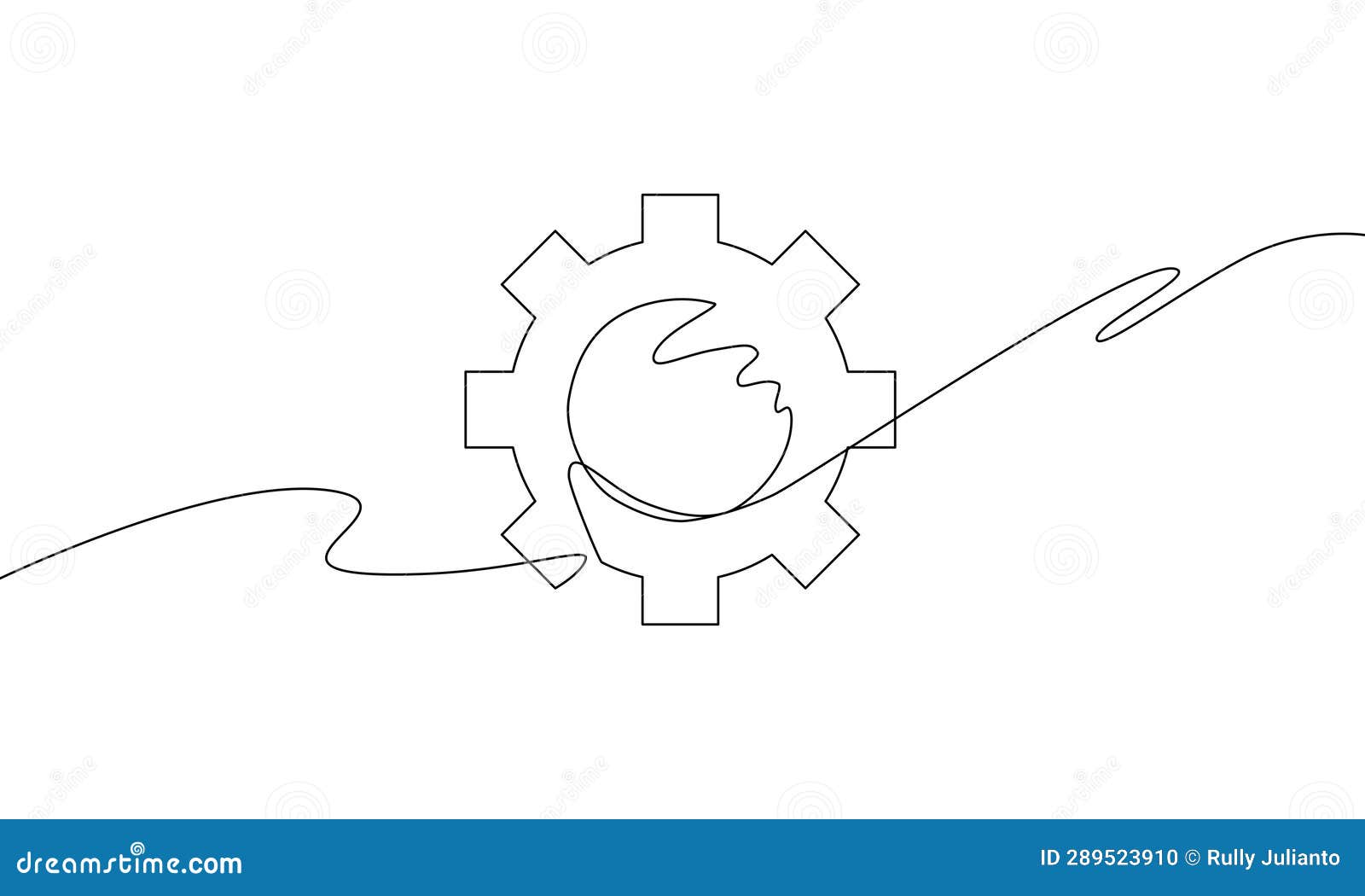 Continuous Line Drawing of Moving Gear. Illustration Vector of Cog ...