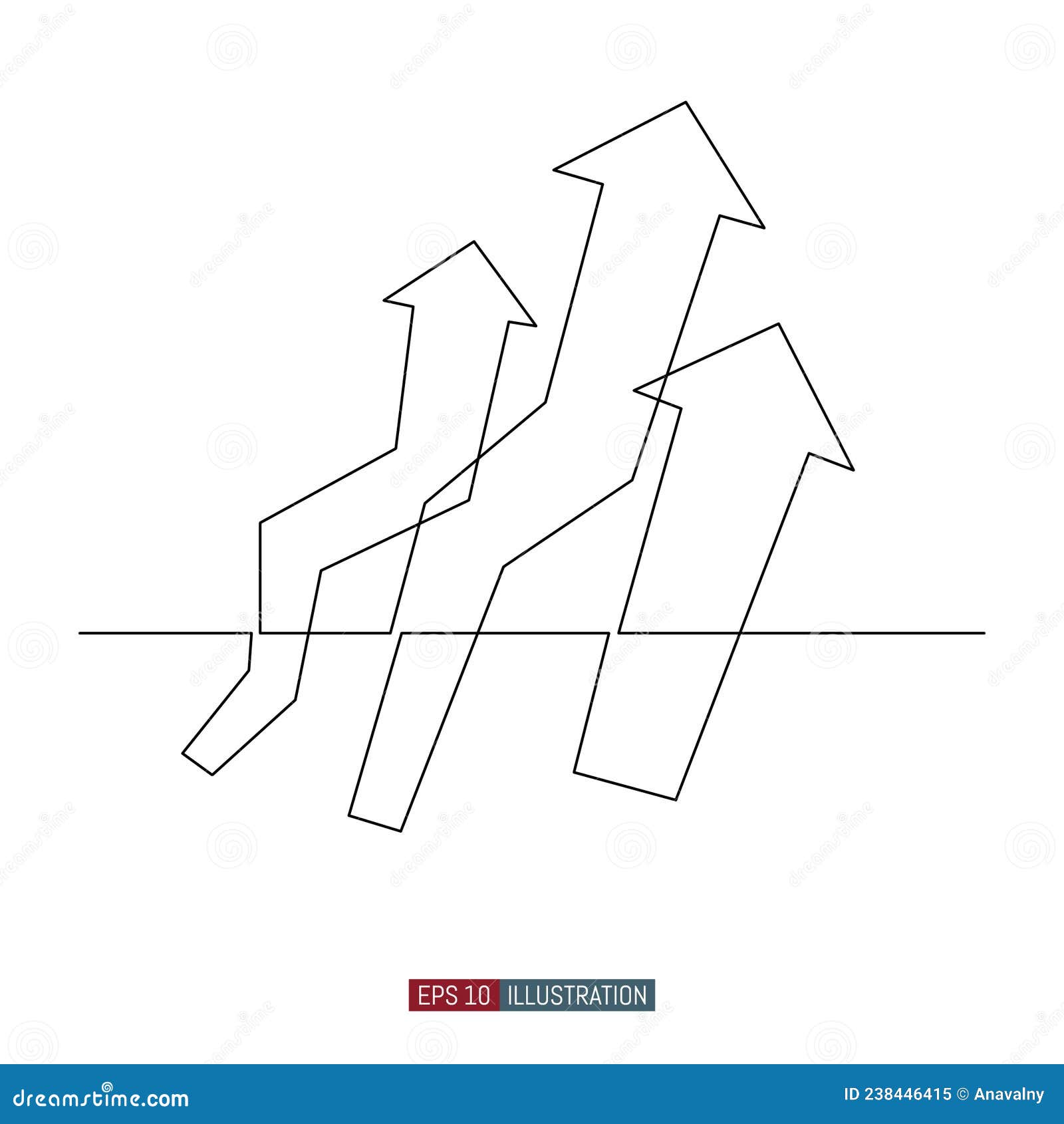 Continuous Line Drawing of Multiple Arrows. Template for Your Design ...