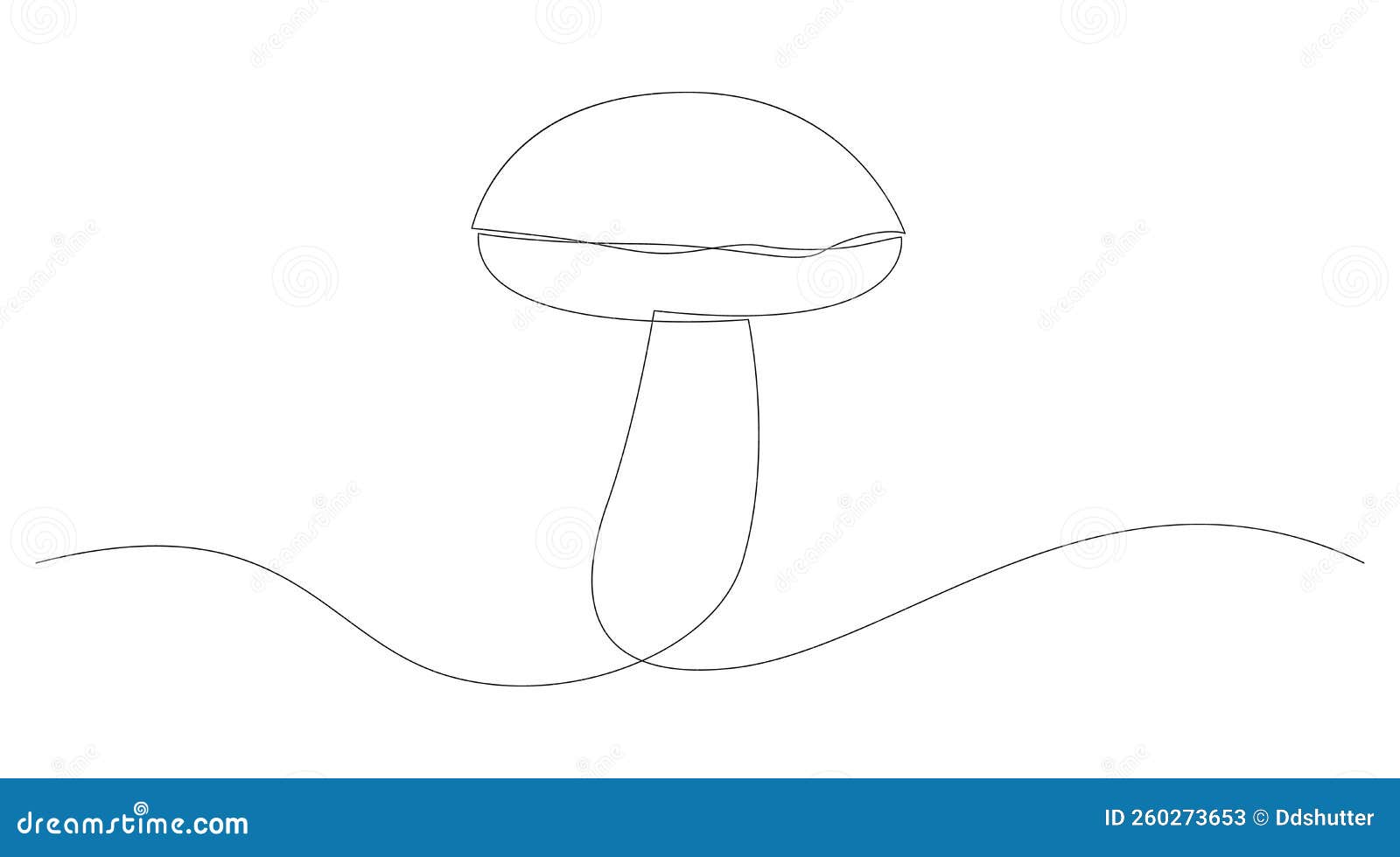 Continuous Line Drawing of Mushroom. Vector Illustration. Stock Vector ...