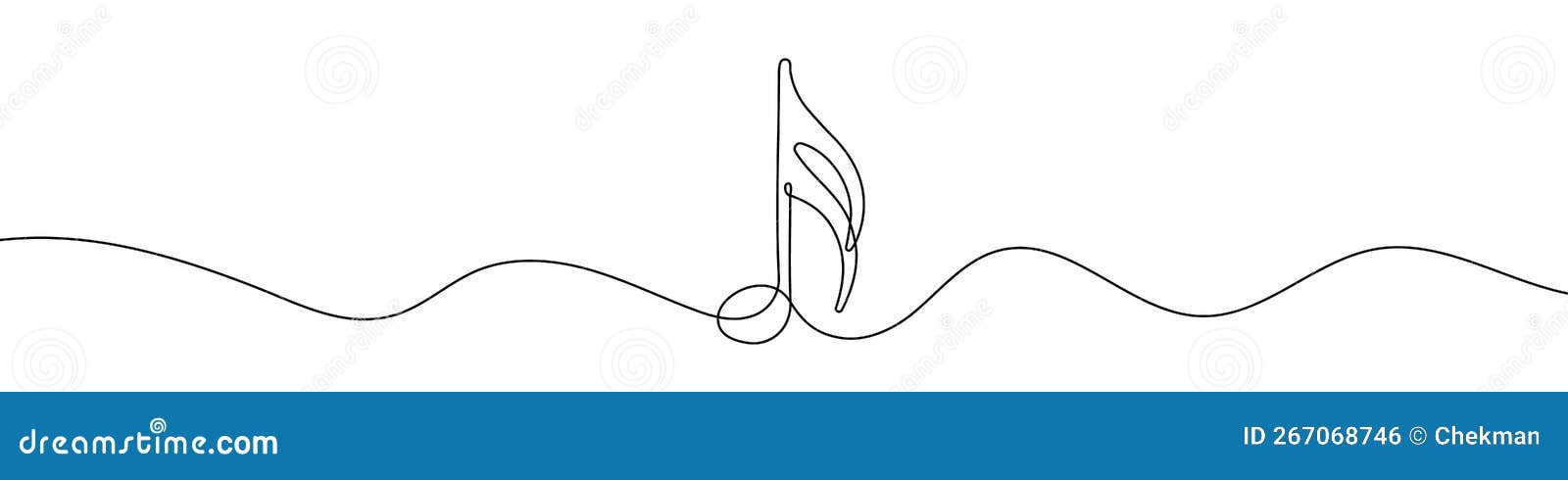 Continuous Line Drawing of Music Note. Music Note One Line Icon Stock ...