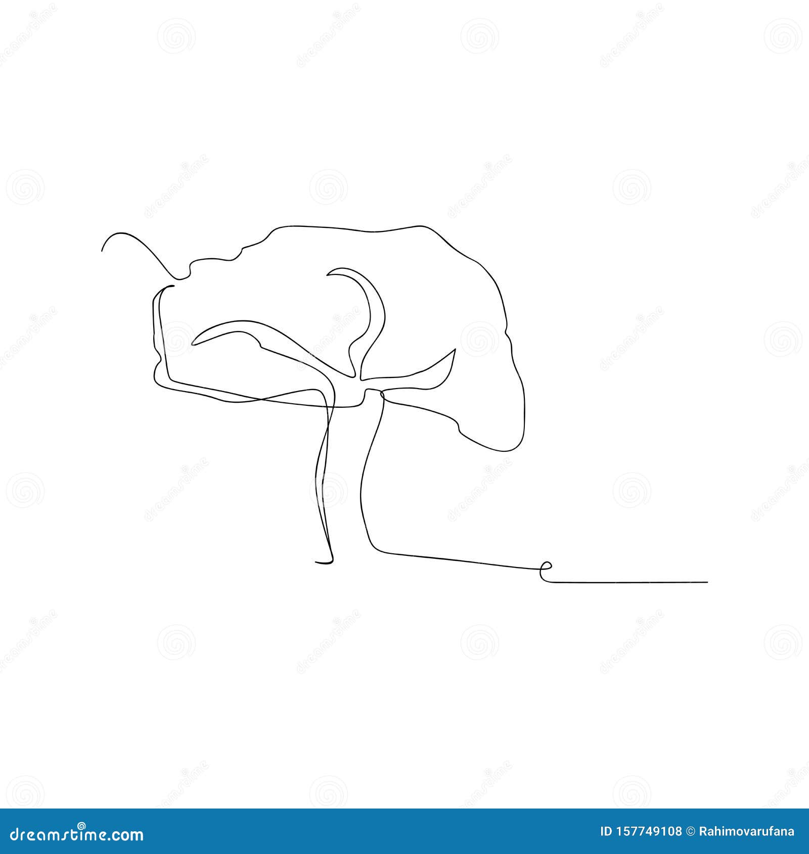 Continuous Line Drawing of Nature Tree. Isolated Sketch Drawing of ...