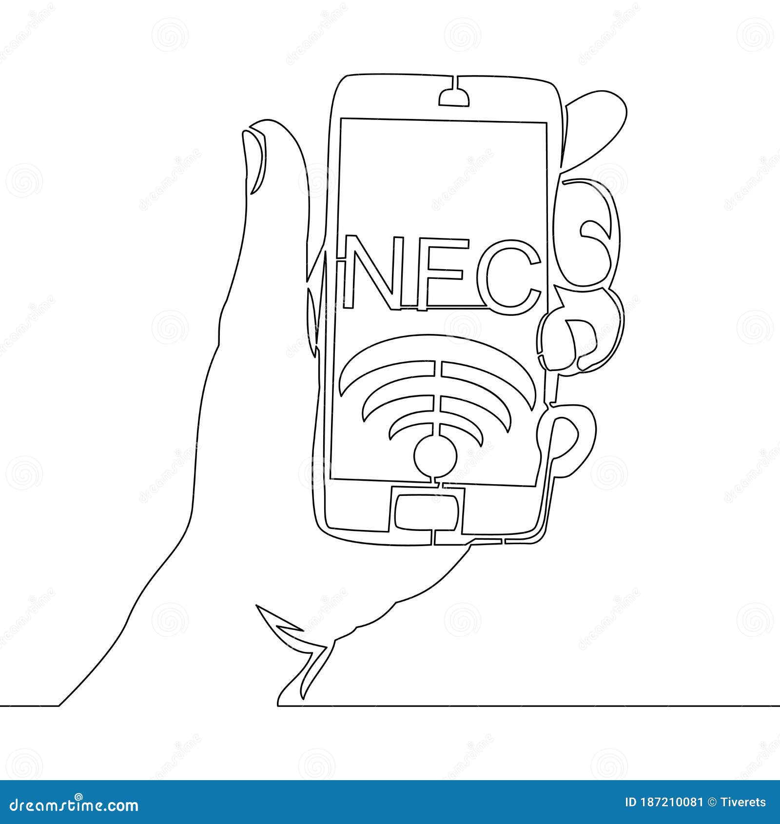 Continuous Line Drawing NFC Payment Smartphone Stock Vector ...