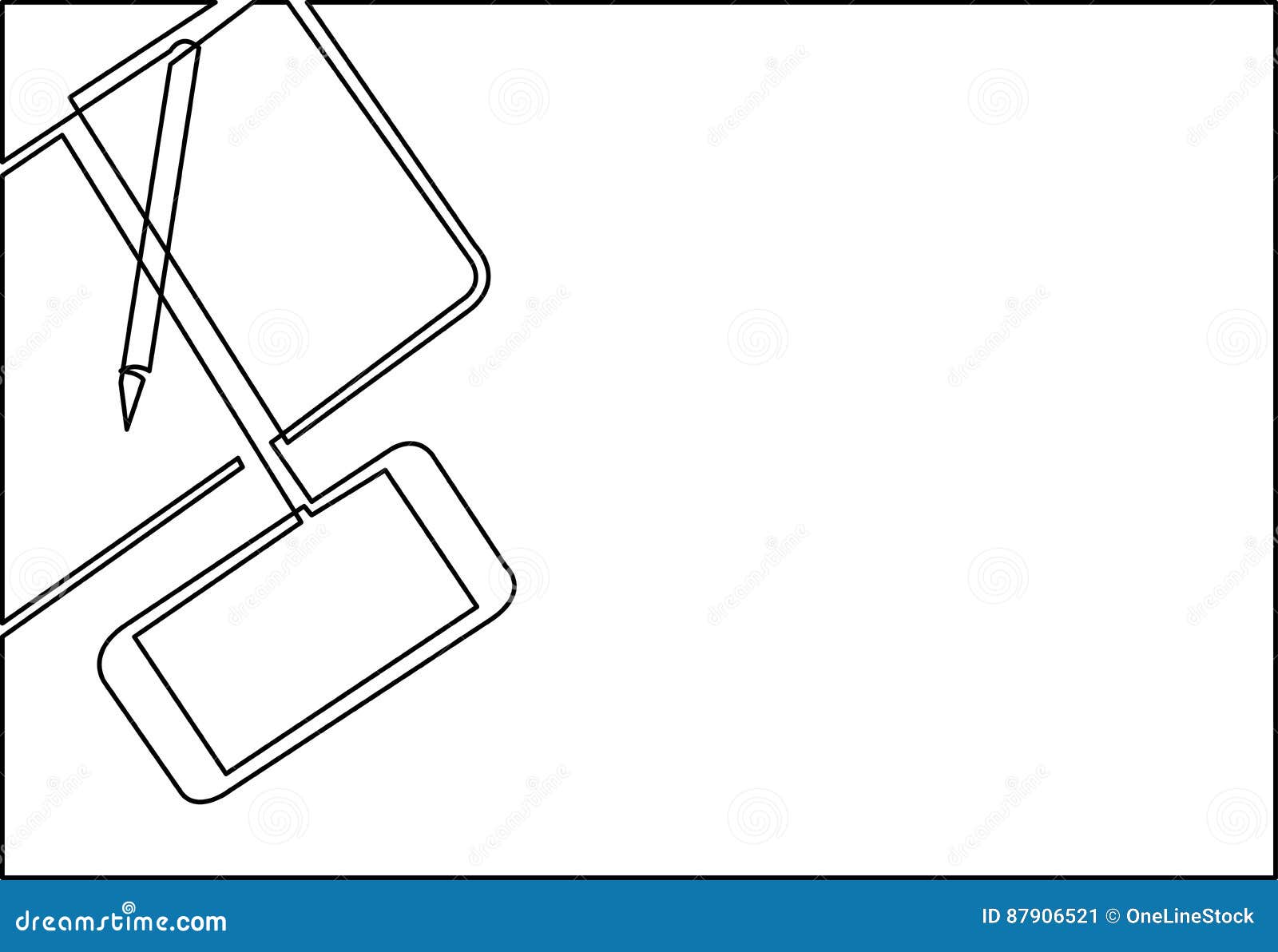 Continuous Line Drawing of Notepad and Smartphone Stock Vector ...