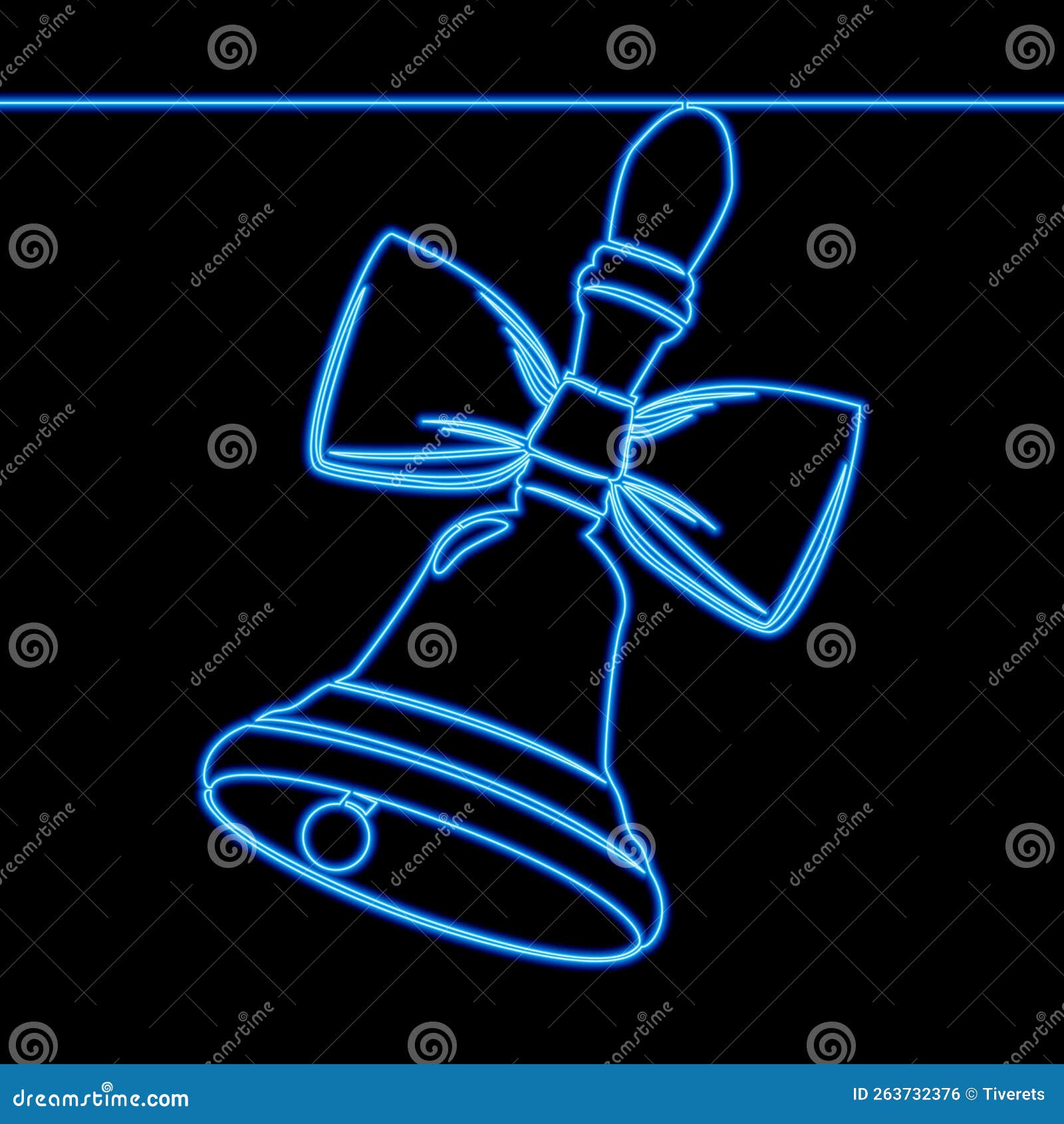 Continuous Line Drawing Notification Hand Bell Icon Neon Glow Vector ...